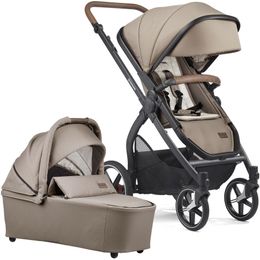 Kombi-Kinderwagen Gesslein "FX4 Soft+ mit Aufsatz Life, schwarz/tabak, sand" beige (sand) Baby Kinderwagen mit Babywanne C3 und Babyschalenadapter