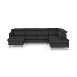 Sit & More Wohnlandschaft SIT & MORE "Freetown U-Form", schwarz, B:315cm H:84cm T:216cm, Sofas, Kopfteilverstellung und Federkern, wahlweise mit Bettfunktion