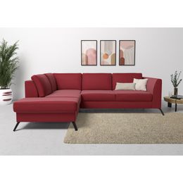 Sit & More Ecksofa SIT & MORE "Olsen L-Form", rot, B:248cm H:88cm T:201cm, 100% Polyester, Sofas, Ecksofa, inklusive Sitztiefenverstellung, wahlweise mit Bettfunktion, 15cm hoch