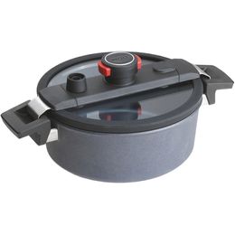 Dampfgartopf WOLL MADE IN GERMANY "Active-Lite" Töpfe Gr. 4 l + Ø 24 cm + Höhe 9 cm, grau (anthrazit) Weitere Töpfe Dampfkochtopf, incl. Activde Lite Deckel, Induktion, Made in Germany