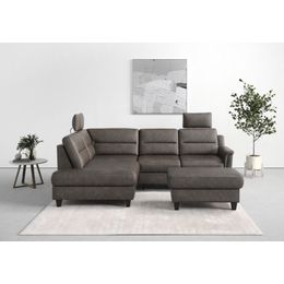Sit & More Ecksofa SIT & MORE "Far&ouml; L-Form", braun, B:251cm H:90cm T:187cm, Sofas, Ecksofa, inklusive Federkern, wahlweise mit Bettfunktion und Bettkasten