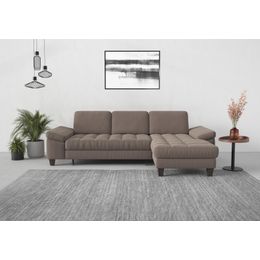 Sit & More Ecksofa SIT & MORE "Westham L-Form", grau (taupe), B:275cm H:88cm T:172cm, 90% Polyester 10% Polyamid, Sofas, Ecksofa, Recamiere, mit oder ohne Bettfunktion, Bettkasten, F&uuml;&szlig;e wengefarben