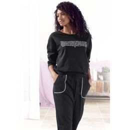 Pyjama Kangaroos Gr. 36/38, schwarz Damen Homewear-Sets Pyjamas mit Slogan-Frontdruck