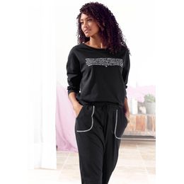 Pyjama Kangaroos Gr. 32/34, schwarz Damen Homewear-Sets Pyjamas mit Slogan-Frontdruck