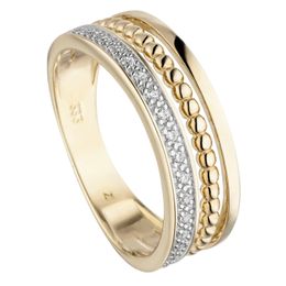 Fingerring Jobo "Ring mit 17 Zirkonia" Fingerringe Gr. 50, Gelbgold 333, goldfarben (gelbgold 333, weiß) Damen 333 Gold bicolor