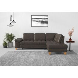 Sit & More Ecksofa SIT & MORE "Westham L-Form", grau (anthrazit), B:261cm H:88cm T:179cm, 100% Polyester, Sofas, Ecksofa, mit Ottomane, mit oder ohne Bettfunktion, Bettkasten, Verstellung