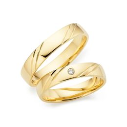 Phoenix Trauring PHÖNIX "Schmuck Geschenk Gold 333 Ehering LIEBE, 930792, 930793" Fingerringe Gr. 49, 0,02 ct SI = kleine Einschlüsse mit Brillant, Gelbgold 333, 4 mm, goldfarben (gelbgoldfarben) Made in Germany