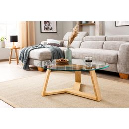 Couchtisch Home Affaire "Mantua" Tische Gr. B/H/T: 90 cm x 38 cm x 90 cm, braun (wildeiche natur, wildeiche natur) Couchtische rund oval Durchmesser Glastischplatte: 90 cm