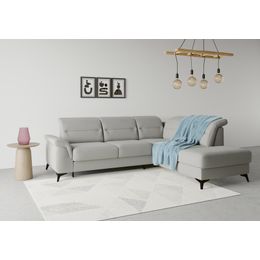 Sit & More Ecksofa SIT & MORE "Sinatra L-Form", silber, B:251cm H:85cm T:220cm, 90% Polyester, 10% Polyamid, Sofas, Ecksofa, mit Ottomane, optional mit Kopfteilverstellung und Armteilfunktion