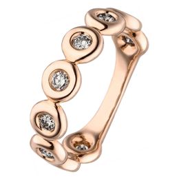 Fingerring Jobo Fingerringe Gr. 54, SI = kleine Einschlüsse, Roségold 585-Diamanten, rosegold (roségold 585) Damen Diamantringe 585 Roségold mit 9 braunen Diamanten