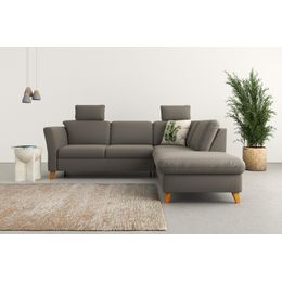 Ecksofa Home Affaire "Trelleborg L-Form", braun (schlamm), B:252cm H:86cm T:213cm, 100% Polyester, Sofas, Ecksofa, Federkern-Polsterung, wahlweise mit Bettfunktion und Stauraum