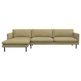 Ecksofa FLEXLUX "Bolzano" Sofas Gr. B/H/T: 294cm x 61cm x 165cm, Bouclé, Chaiselongue links, gelb (mustard yellow) Sitzaufbau mit Kaltschaum & Stahl-Wellen, loose Sitz -& Rückenkissen