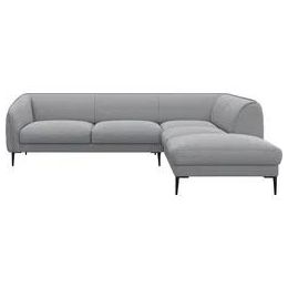 Ecksofa FLEXLUX "Belle Designsofa, L-Form, B/T 268/209 cm" Sofas Gr. B/H/T: 268cm x 74cm x 209cm, Chenille, lange Ottomane rechts, grau (sophisto gre) Skandinavisches Design, In hochwertiger Verarbeitung