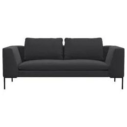 2,5-Sitzer FLEXLUX "Loano" Sofas Gr. B/H/T: 206cm x 86cm x 106cm, Lederoptik, schwarz (gorilla black) modernes Sofa, frei im Raum stellbar, lose Kissen, Kaltschaum Sitz