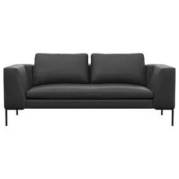 2,5-Sitzer FLEXLUX "Loano" Sofas Gr. B/H/T: 206cm x 86cm x 106cm, Echtleder, schwarz (deep schwarz) modernes Sofa, frei im Raum stellbar, lose Kissen, Kaltschaum Sitz