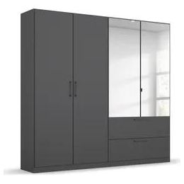 Drehtürenschrank Rauch "Kleiderschrank Schrank Garderobe Wäscheschrank CHALLENGER" Schränke Gr. B/H/T: 181,0 cm x 210,0 cm x 54,0 cm, 4 St., grau (grau metallic) mit Spiegeltüren und geräumigen Schubladen MADE IN GERMANY