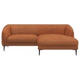 Ecksofa FLEXLUX "Belle Designsofa, bequem durch Kaltschaum im Sitz, L-Form" Sofas Gr. B/H/T: 218cm x 74cm x 149cm, Bouclé, Chaiselongue rechts, orange (burned orang) Skandinavisches Design, In hochwertiger Verarbeitung, BT 218149 cm