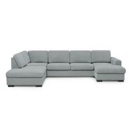 Wohnlandschaft Home Affaire "Laffrey" Sofas Gr. B/H/T: 340 cm x 82 cm x 220 cm, Struktur, Recamiere rechts, grau (light grey) große Vielfalt an Kombinationen, auch in Lederoptik erhältlich