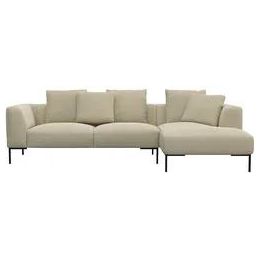 Ecksofa FLEXLUX "Sava Designsofa, bequem und komfortabel, L-Form" Sofas Gr. B/H/T: 329cm x 94cm x 166cm, Chenille, Recamiere rechts, beige (sandy beige) Taschenferderkern-Sitz mit Kaltschaum, lose Rücken- & Dekokissen