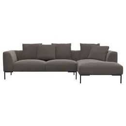 Ecksofa FLEXLUX "Sava Designsofa, bequem und komfortabel, L-Form" Sofas Gr. B/H/T: 329cm x 94cm x 166cm, Struktur, Recamiere rechts, braun (taupe brown) Taschenferderkern-Sitz mit Kaltschaum, lose Rücken- & Dekokissen