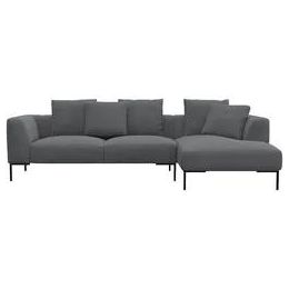 Ecksofa FLEXLUX "Sava Designsofa, bequem und komfortabel, L-Form" Sofas Gr. B/H/T: 329cm x 94cm x 166cm, Lederoptik, Recamiere rechts, grau (elephant grey) Taschenferderkern-Sitz mit Kaltschaum, lose Rücken- & Dekokissen