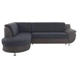 Ecksofa Trendmanufaktur "Rondo 3, L-Form" Sofas Gr. B/H/T: 265cm x 85cm x 190cm, Luxus-Microfaser ALCAZAR-Struktur fein, Ottomane links, mit Federkern, mit Bettfunktion, grau (grau, dunkelgrau) mit Ottomane und Federkern, wahlweise Bettfunktion