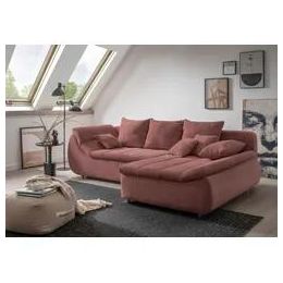 Ecksofa Inosign "Imola L-Form" Sofas Gr. B/H/T: 270cm x 90cm x 170cm, Cord, Recamiere rechts, ohne Bettfunktion, rot (koralle, rot) wahlweise mit Bettfunktion