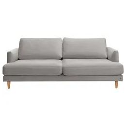 3,5-Sitzer Tom Tailor HOME Sofas Gr. B/H/T: 200cm x 83cm x 98cm, Struktur fein TBO, grau (powder grey tbo 39) Füße Eiche natur, Breite 200 cm