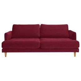 2,5-Sitzer Tom Tailor HOME Sofas Gr. B/H/T: 180cm x 83cm x 98cm, Samtstoff TSV, rot (wine red tsv 7) Füße Eiche natur, Breite 180 cm