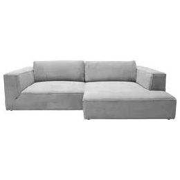 Ecksofa Tom Tailor HOME "Big Cube Style" Sofas Gr. B/H/T: 270cm x 83cm x 160cm, Cord TRI, Recamiere rechts, grau (greige tri 19) mit cleanen Stegkissen, extra große Sitztiefe, Breite 270cm