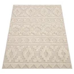 Hochflor-Teppich Paco Home "Genua 744" Teppiche Gr. B: 230cm, 34mm, L: 330cm, beige (creme) Uni Farben, Hoch-Tief Effekt, modernes Design, sehr weicher Flor