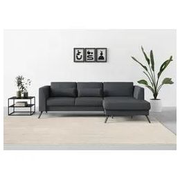 Sit & More Ecksofa SIT & MORE "Lindholm L-Form" Sofas Gr. B/H/T: 262cm x 88cm x 171cm, Soft clean, Recamiere rechts, mit Sitztiefenverstellung, grau (dunkelgrau) mit Sitztiefenverstellung und Federkern