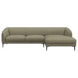 Ecksofa FLEXLUX "Belle Designsofa, L-Form, B/T 288/149 cm" Sofas Gr. B/H/T: 288cm x 74cm x 149cm, Bouclé, Chaiselongue rechts, grün (fall green) Skandinavisches Design, In hochwertiger Verarbeitung