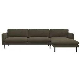 Ecksofa FLEXLUX "Bolzano" Sofas Gr. B/H/T: 294cm x 61cm x 165cm, Lederoptik, Chaiselongue rechts, braun (camel brown) Sitzaufbau mit Kaltschaum & Stahl-Wellen, loose Sitz -& Rückenkissen