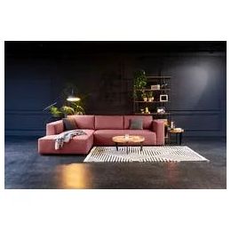 Ecksofa Tom Tailor HOME "HEAVEN STYLE XL" Sofas Gr. B/H/T: 302cm x 85cm x 221cm, Struktur grob TCU, Recamiere links, ohne Bettfunktion-ohne Bettkasten-Kunststofffuß, rot (rich coral tcu 17) aus der COLORS COLLECTION, wahlweise mit Bettfunktion & Bettkasten