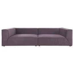 Big-Sofa Tom Tailor HOME "BIG CUBE" Sofas Gr. B/H/T: 270cm x 66cm x 129cm, Samtstoff TSV, ohne Sitztiefenverstellung, lila (lavender tsv 18) in 2 Breiten, wahlweise mit Sitztiefenverstellung, Tiefe 129 cm