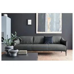 3-Sitzer W.Schillig "sally" Sofas Gr. B/H/T: 224cm x 78cm x 84cm, Longlife Xtra-Leder Z59, grau (graphit z59) mit Metallfüßen in Schwarz pulverbeschichtet, Breite 224 cm