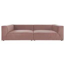 Big-Sofa Tom Tailor HOME "BIG CUBE" Sofas Gr. B/H/T: 270cm x 66cm x 129cm, Samtstoff TSV, ohne Sitztiefenverstellung, rosa (blossom tsv 37) in 2 Breiten, wahlweise mit Sitztiefenverstellung, Tiefe 129 cm