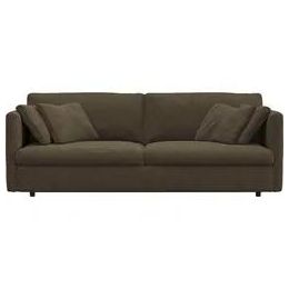 3-Sitzer FLEXLUX "Lovane" Sofas Gr. B/H/T: 219 cm x 84 cm x 117 cm, Lederoptik, braun (camel brown) Weich & anschmiegsam, große Sitztiefe auf Kaltschaum, Dekokissen inkl.