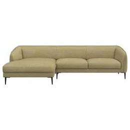 Ecksofa FLEXLUX "Belle Designsofa, L-Form, B/T 288/149 cm" Sofas Gr. B/H/T: 288cm x 74cm x 149cm, Bouclé, Chaiselongue links, gelb (mustard yell) Skandinavisches Design, In hochwertiger Verarbeitung