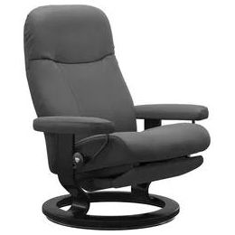 Relaxsessel stressless "Garda" Sessel Gr. Leder BATICK, PowerTM Leg & Back-mit Akku-Classic Base Schwarz, B/H/T: 85cm x 100cm x 77cm, grau (grey batick) verstellbar, optional 2-motorisch, Größe M & L, Gestell Schwarz