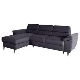 Sit & More Ecksofa SIT & MORE "Sorano L-Form" Sofas Gr. B/H/T: 250cm x 88cm x 161cm, Flachgewebe, Recamiere links, mit Bettfunktion-mit Bettkasten, grau (anthrazit) wahlweise mit Bettfunktion und Bettkasten