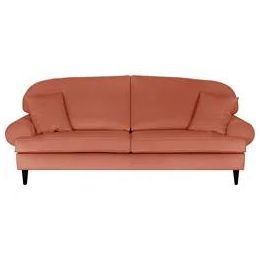 3-Sitzer Home Affaire "Vitreux" Sofas Gr. B/H/T: 226 cm x 95 cm x 100 cm, Samtoptik, rosa (altrosa) auch im Bouclébezug, incl. Zierkissen