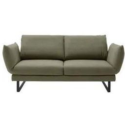 Schöner Wohnen 2-Sitzer "Spin", grün (oliv), B:228cm H:85cm T:215cm, 100% Polyester, SCHÖNER WOHNEN-KOLLEKTION, Sofas, Drehsitz-Funktion, USB-Anschluss, Armlehnfunktion, Rückenverstellung