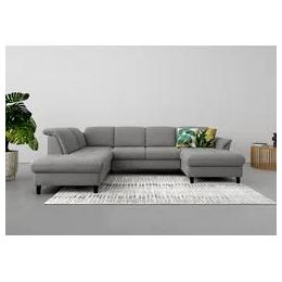 Sit & More Wohnlandschaft SIT & MORE "Maggiore U-Form" Sofas Gr. B/T: 312cm x 224cm, Soft clean, Ottomane links, mit Kopfteilverstellung-ohne Bettfunktion-ohne Stauraum-Fussfarbe: schwarz matt, grau wahlweise mit Kopfteilverstellung, Bettfunktion und Stauraum