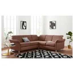 Sit & More Ecksofa SIT & MORE "Darwin L-Form" Sofas Gr. B/H/T: 249cm x 83cm x 229cm, Flachgewebe, langer Schenkel links, ohne Kopfteilverstellung-ohne Bettfunktion-ohne Schubladenstauraum, braun (haselnuss) inklusive Federkern, wahlweise mit Kopfteilverstellung, Bettfunktion