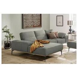 Ecksofa W.Schillig "run, Designsofa mit tollem Sitzkomfort, bequem, L-Form", silber (silbergrau w60), B:299cm H:88cm T:178cm, Longlife Xtra-Leder Z73: Naturwalkleder der Luxusklasse aus den erlesensten Rohhäuten. Hautstärke 1, 1 u2013 1, 3 mm, ROHLEDER Jacquard-Flachgewebe Q2 W60 (63% Polyester, 37% Polyacryl), ROHLEDER Chenille-Flachgewebe Q2 W77 (68% Polyacryl, 32% Polyester), Stoff S37 (100% Po