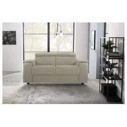 2-Sitzer NICOLETTI HOME "Seattle" Sofas Gr. B/H/T: 170cm x 84cm x 99cm, Dickleder, ohne Relaxfunktion, grau (fango) Breite 170 cm, wahlweise mit oder ohne elektrischer Relaxfunktion