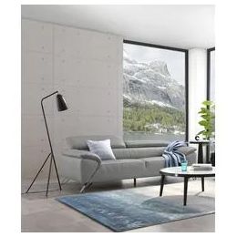 3-Sitzer NICOLETTI HOME Sofas Gr. B/H/T: 220cm x 72cm x 58cm, Leder TOUCH, grau (grigio chiar) Breite 220 cm, inklusive Kopfteilverstellung