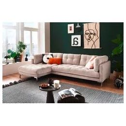 Ecksofa TRENDS BY HG "Landau L-Form" Sofas Gr. B/H/T: 275cm x 75cm x 158cm, Cord, Recamiere links, beige in Cord-Stoff mit Metallfuß